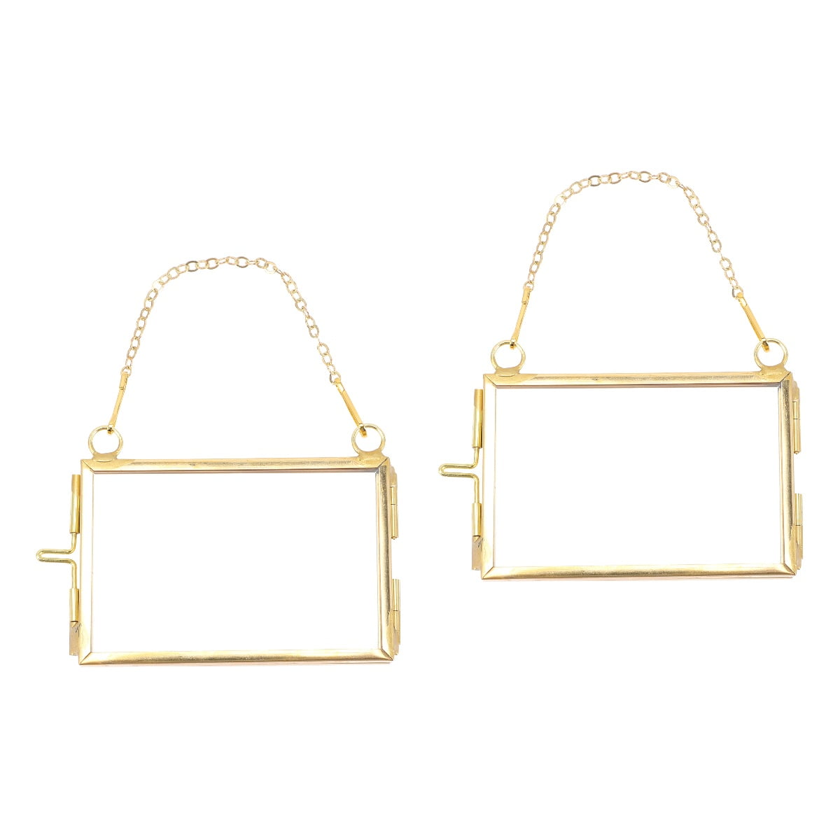 4 Pcs Metal Mini Photo Frame Golden Glass Hanging Picture Floating ...