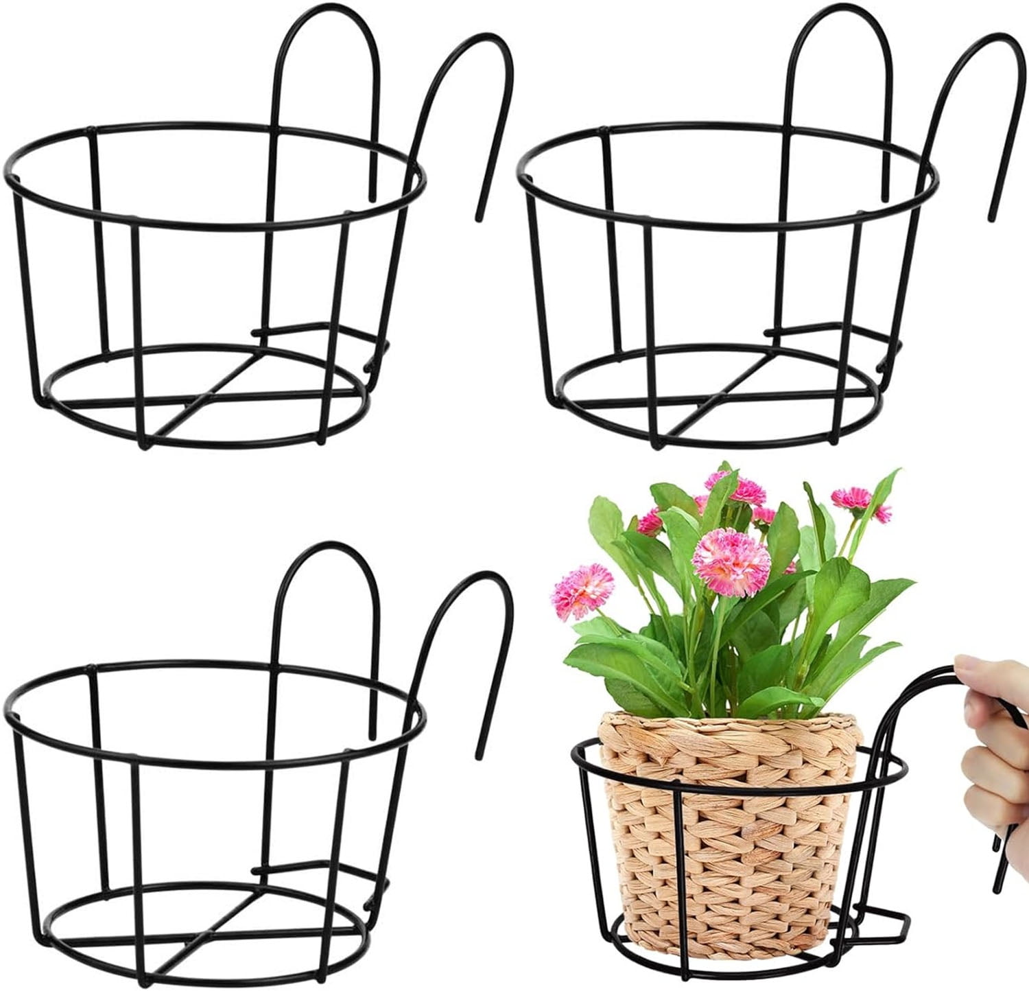 4 Pcs Metal Potted Stand,Round Flower Stand,Round Plant Baskets Shelf ...