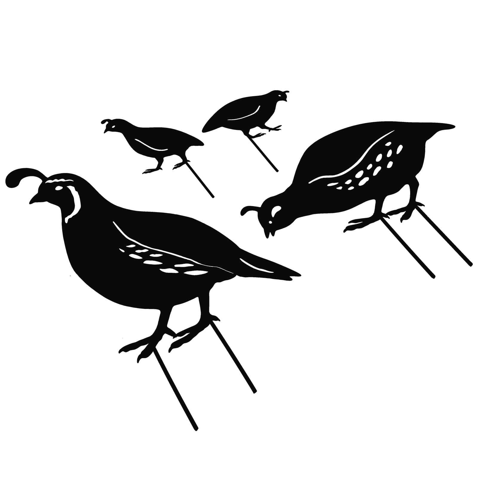 4 Pcs Metal Quail Decoration Outdoor Ornament Solar-powered Mini Figure ...