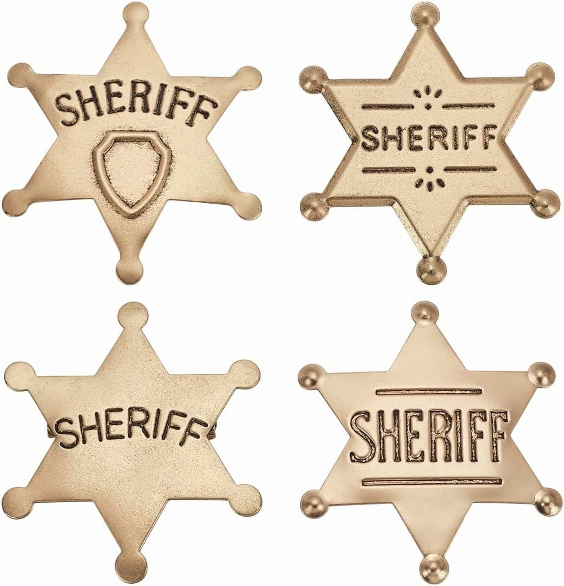 4 Pcs Metal Sheriff Badge 2.36inch 4 Styles Iron Star with Word Sheriff ...