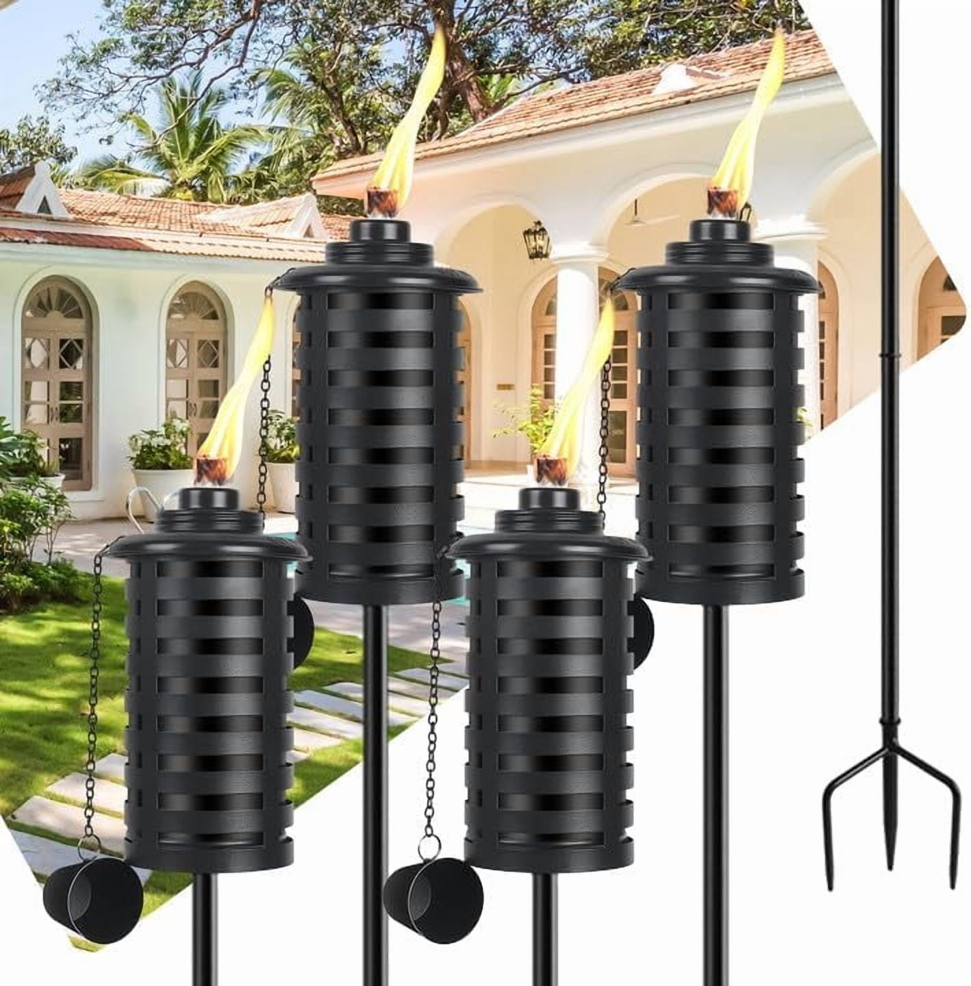 4 Pcs Metal Torch for Outside, 16oz Outdoor Metal Torch Garden Décor,59 ...