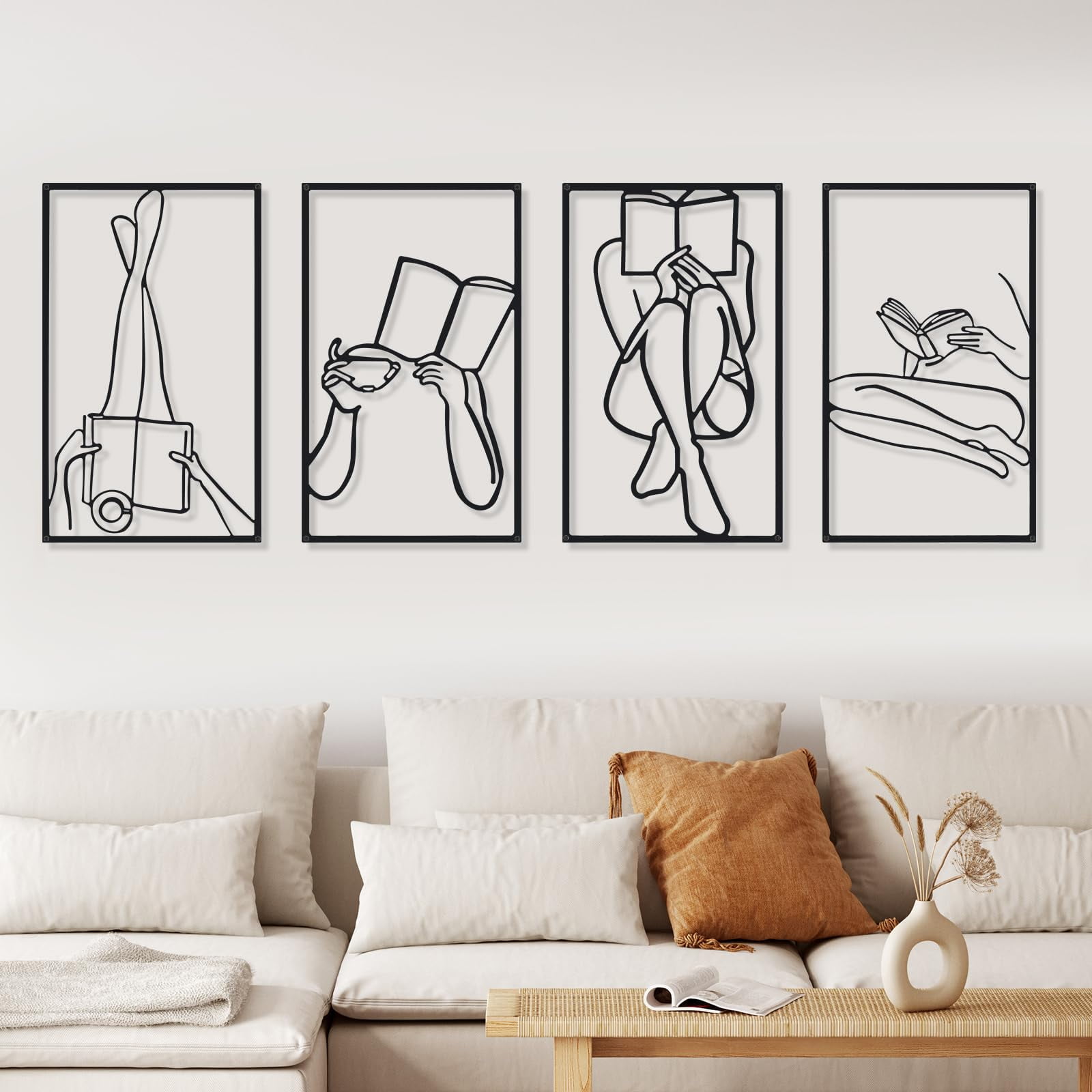 4 Pcs Metal Wall Art Decor Minimalist Abstract Woman Gold Wall Art Line ...
