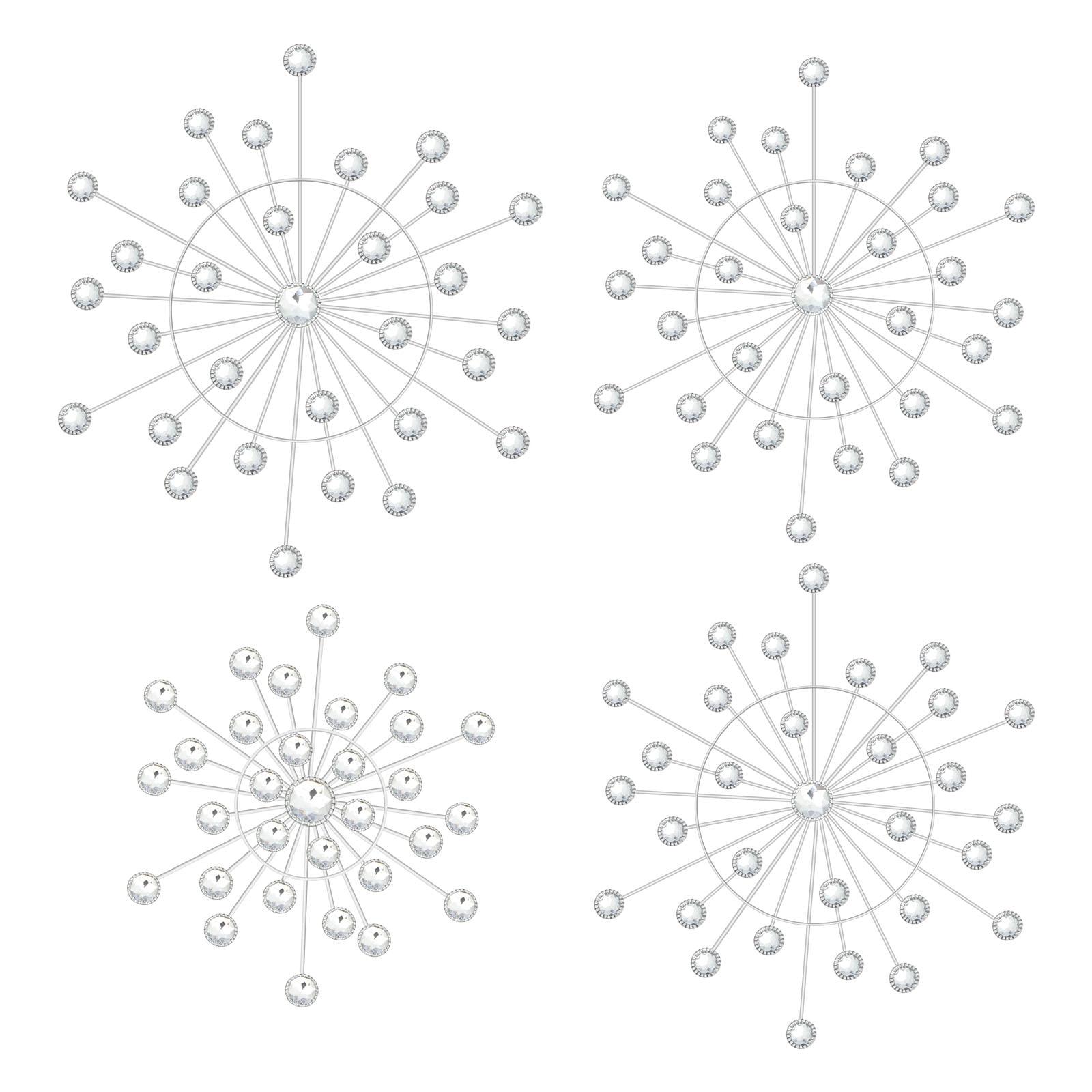 4 Pcs Metal Wall Decor Bling Crystal Wall Art Cast Iron Rhinestones ...