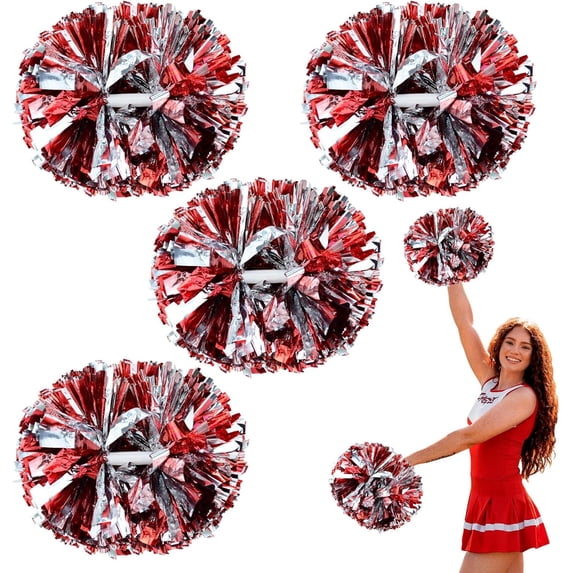 4 Pcs Metallic Cheerleading Pom Poms, 12Inch Cheerleader Pompoms with ...