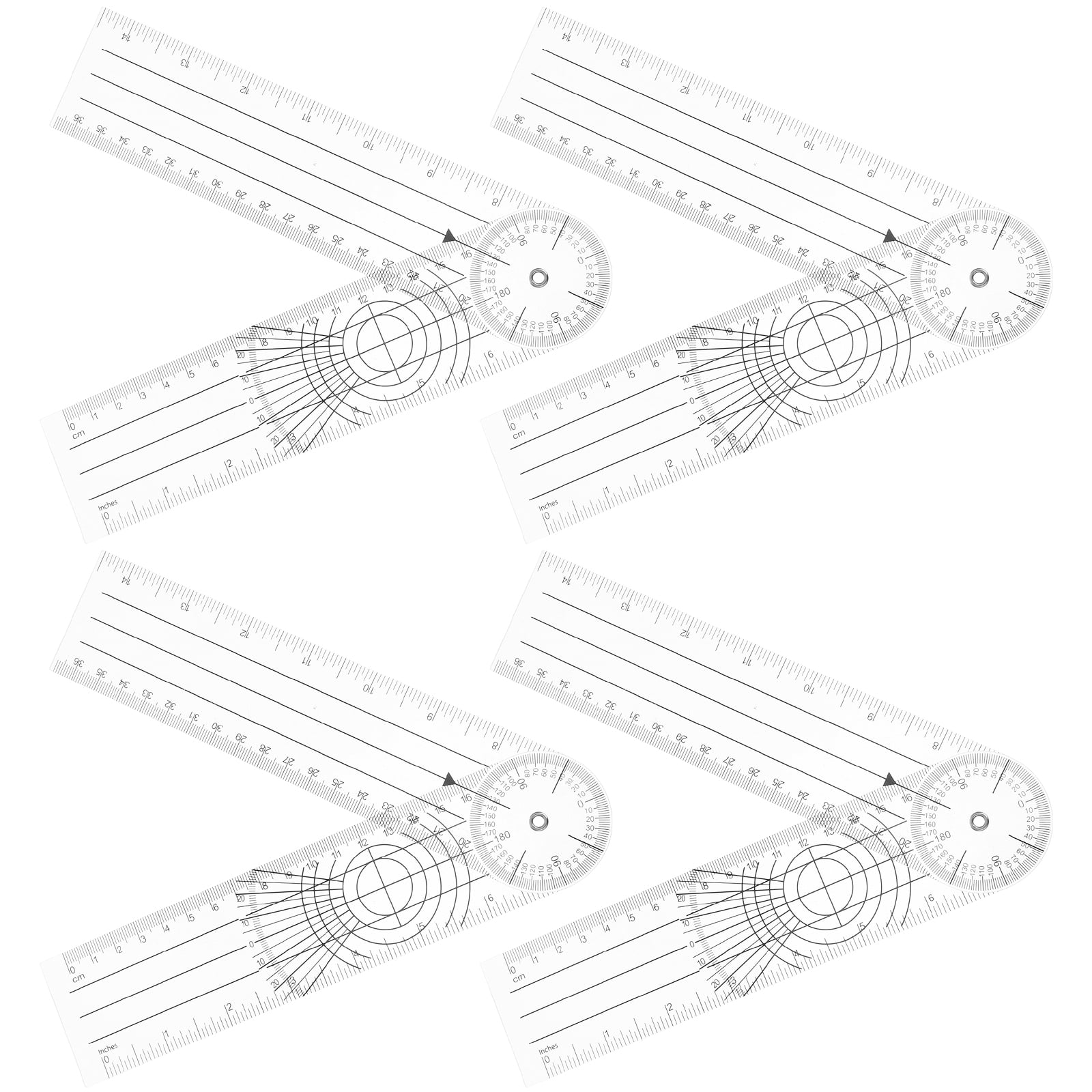 4 Pcs Metric Protractor Ruler Angle Finder Tool Transparent - Walmart.com