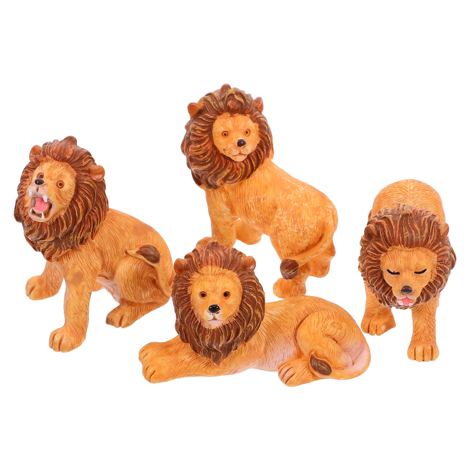 4pcs Mini Garden Lion Statue Lion Guard Toys Figurines Realistic Wild ...