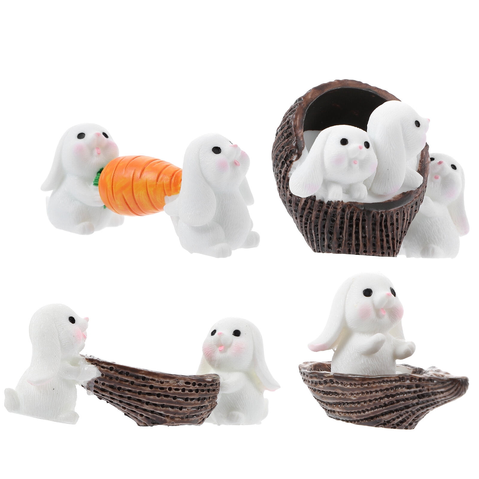 4 Pcs Micro Landscape Rabbit Holiday Aquarium Decorations Car Toy Mini ...