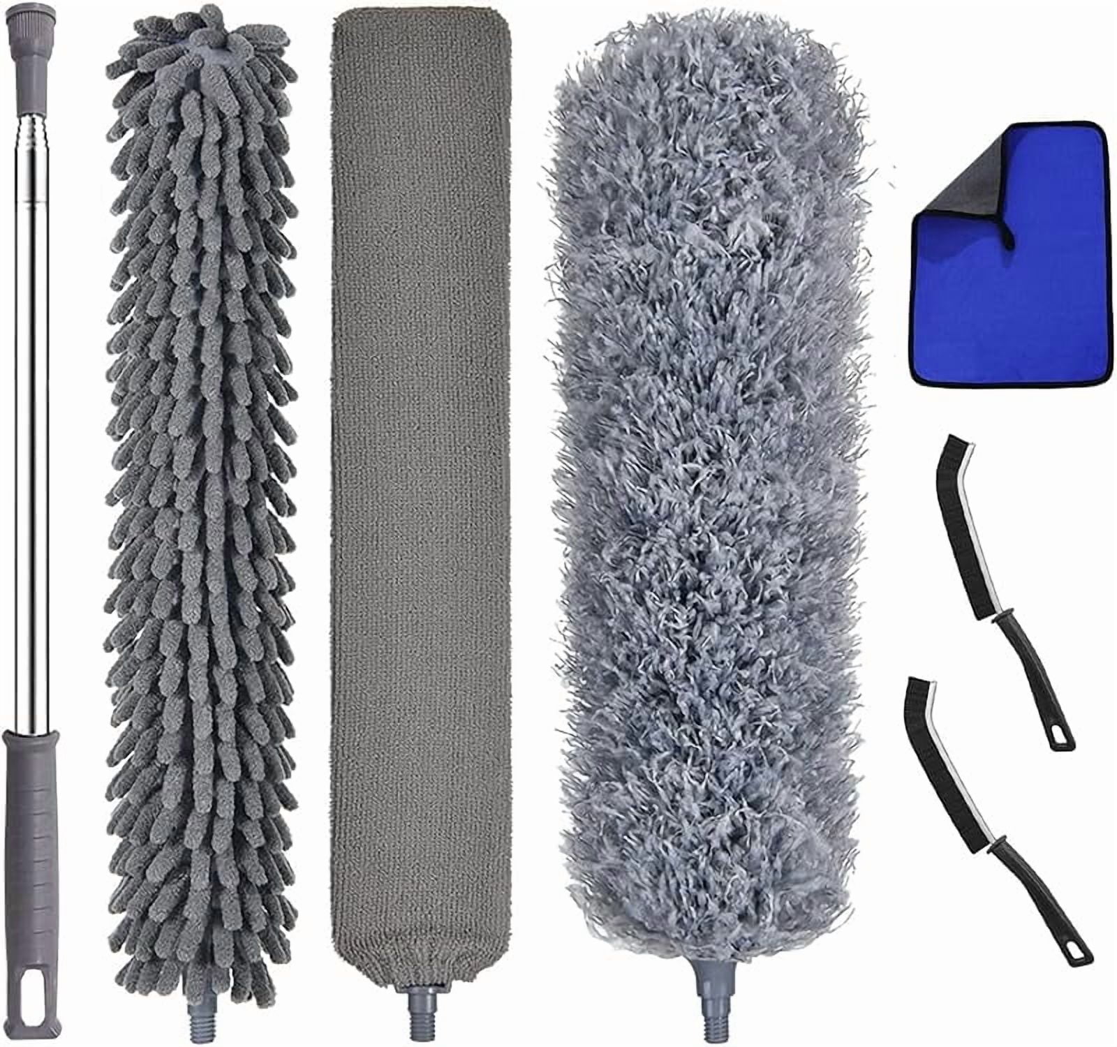 4 Pcs Microfiber Cobweb Duster with 100-inch Extendable Pole, Washable ...