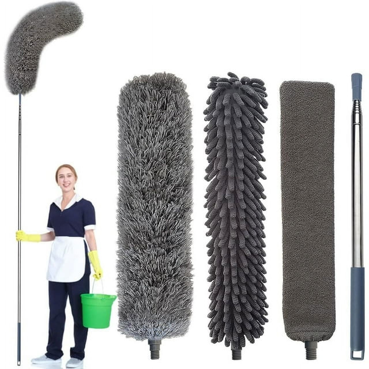 4 Pcs Microfiber Duster Kit, Duster with Extension Pole 100", Washable ...