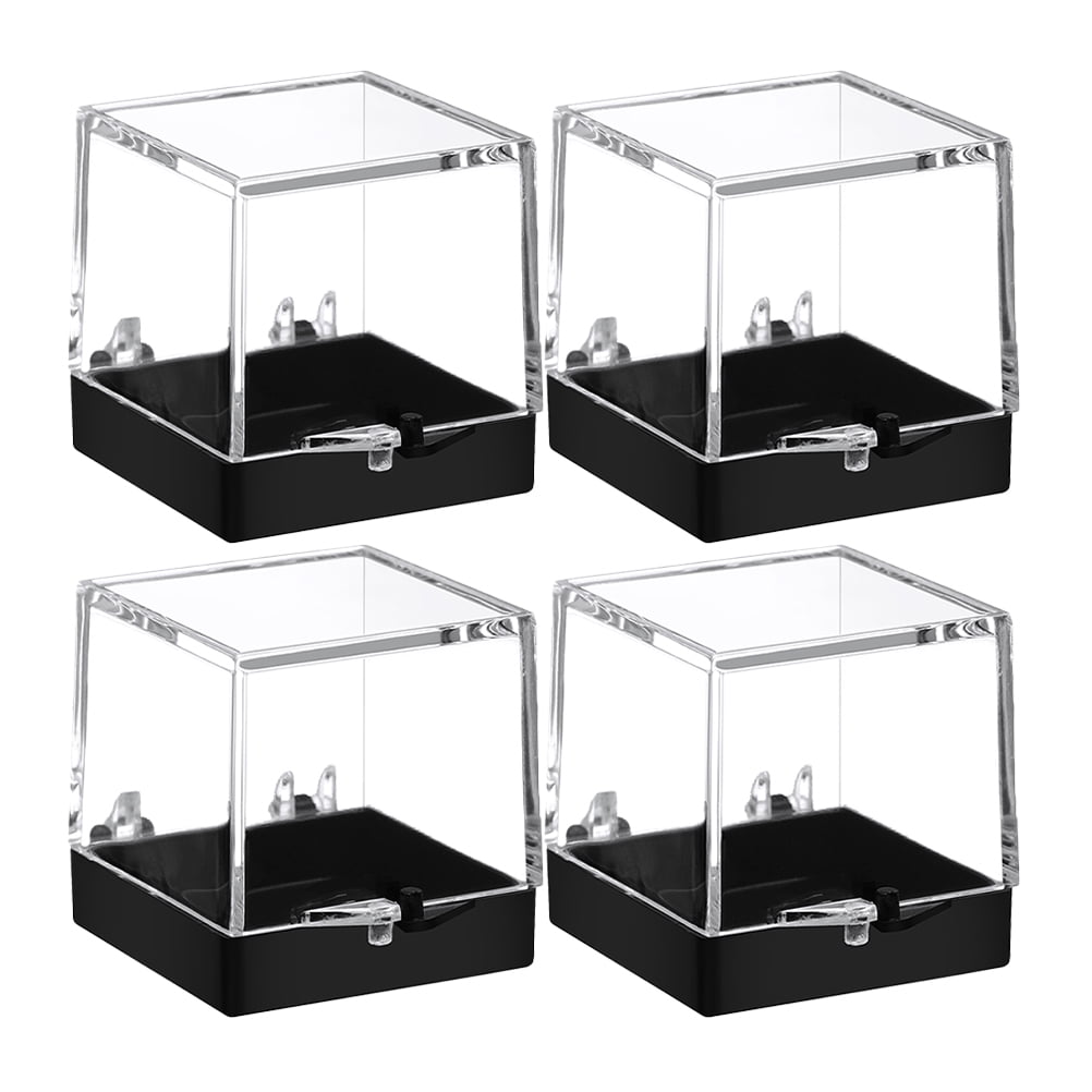 4 Pcs Mineral Standard Box Specimen Case Clear Display Cases Mineral ...