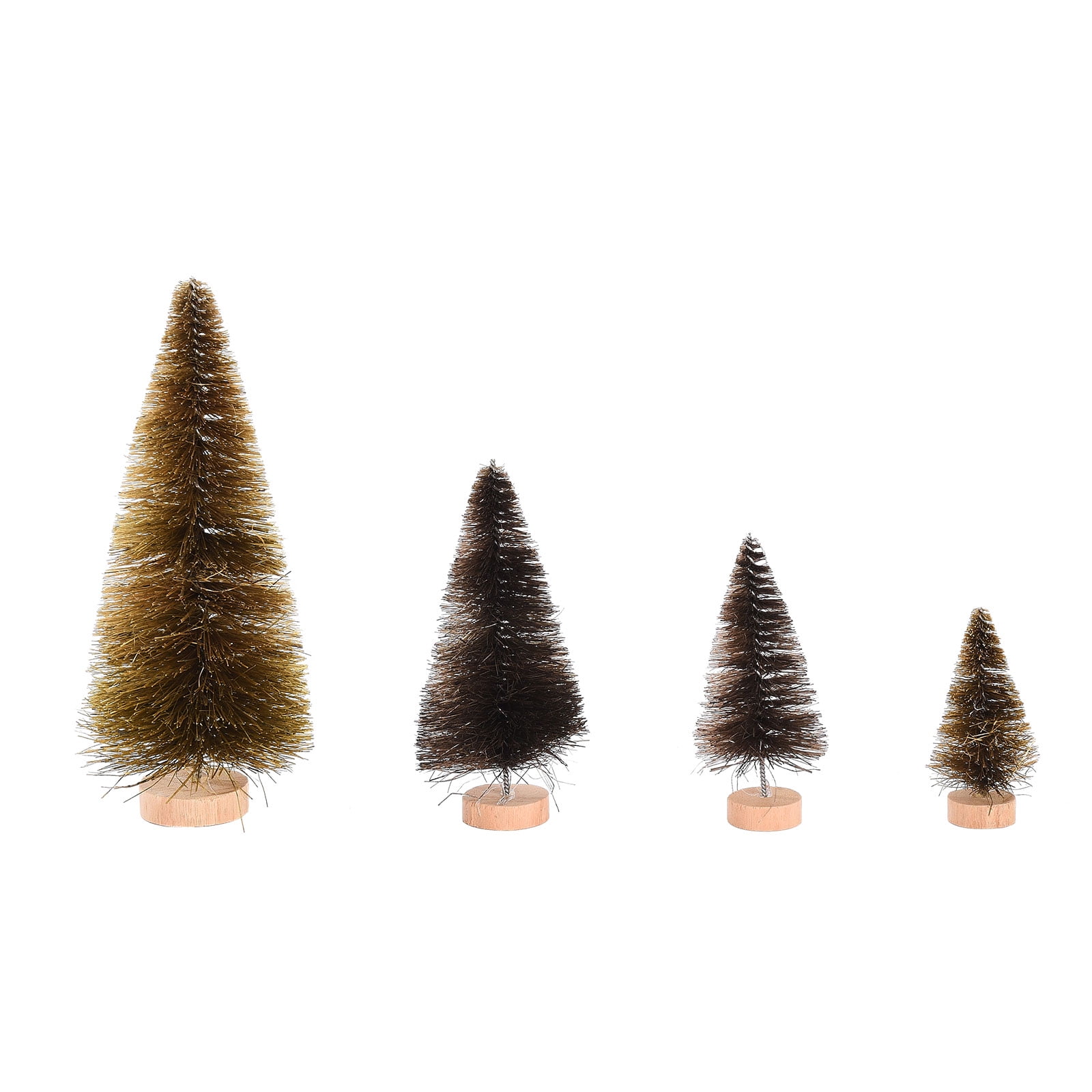 4 Pcs Mini Christmas Trees With Wood Base, Mini Sisal Trees For ...