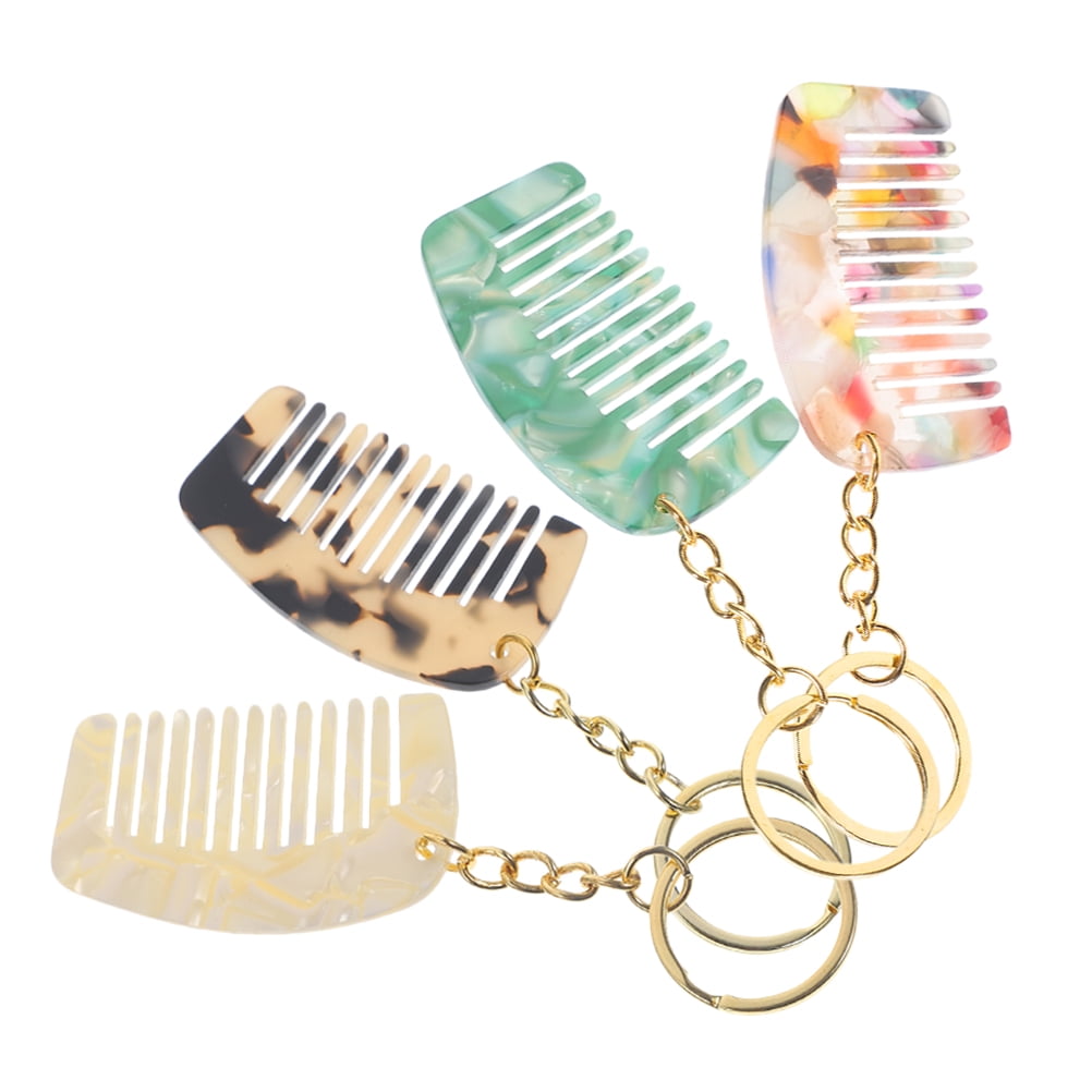4 Pcs Mini Comb Portable Wide Tooth Hair Detangler Keychain Cute ...