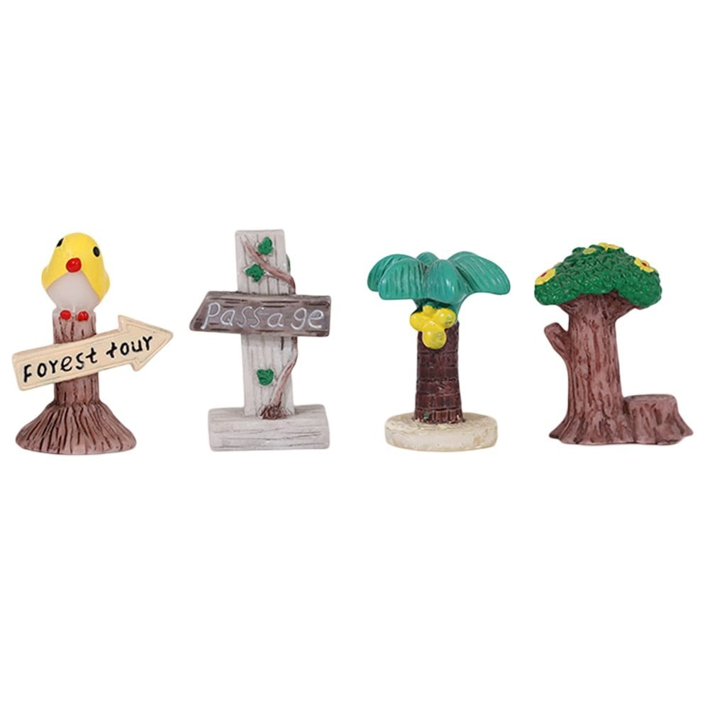 4 Pcs Mini Decorative Ornaments,Simulation Tree Stump Signpost Station ...