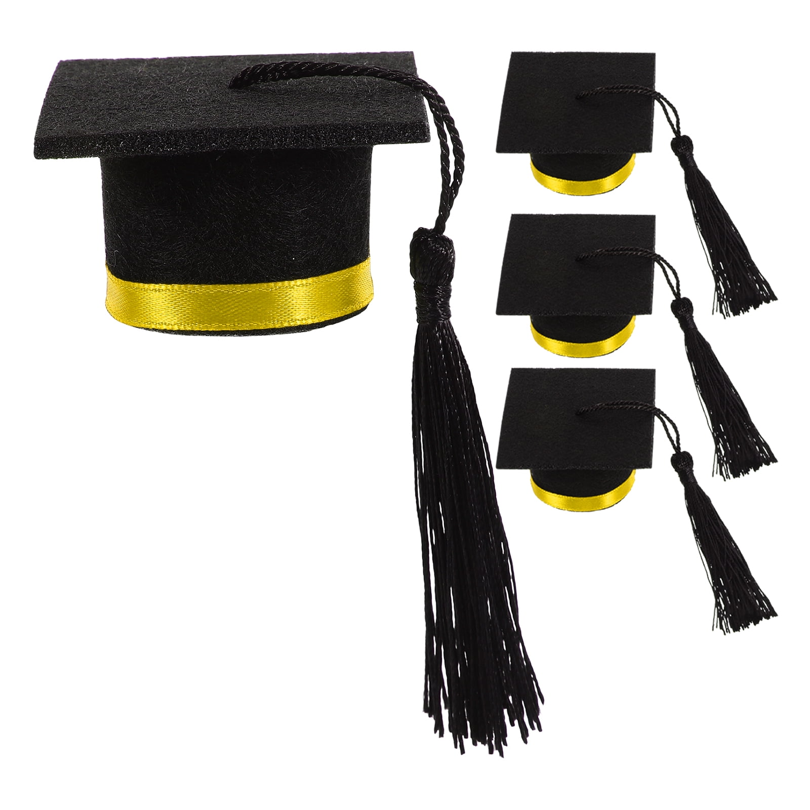 4 Pcs Mini Doctor Hat Graduation Cap Hats Decoration Top Wine Bottle ...