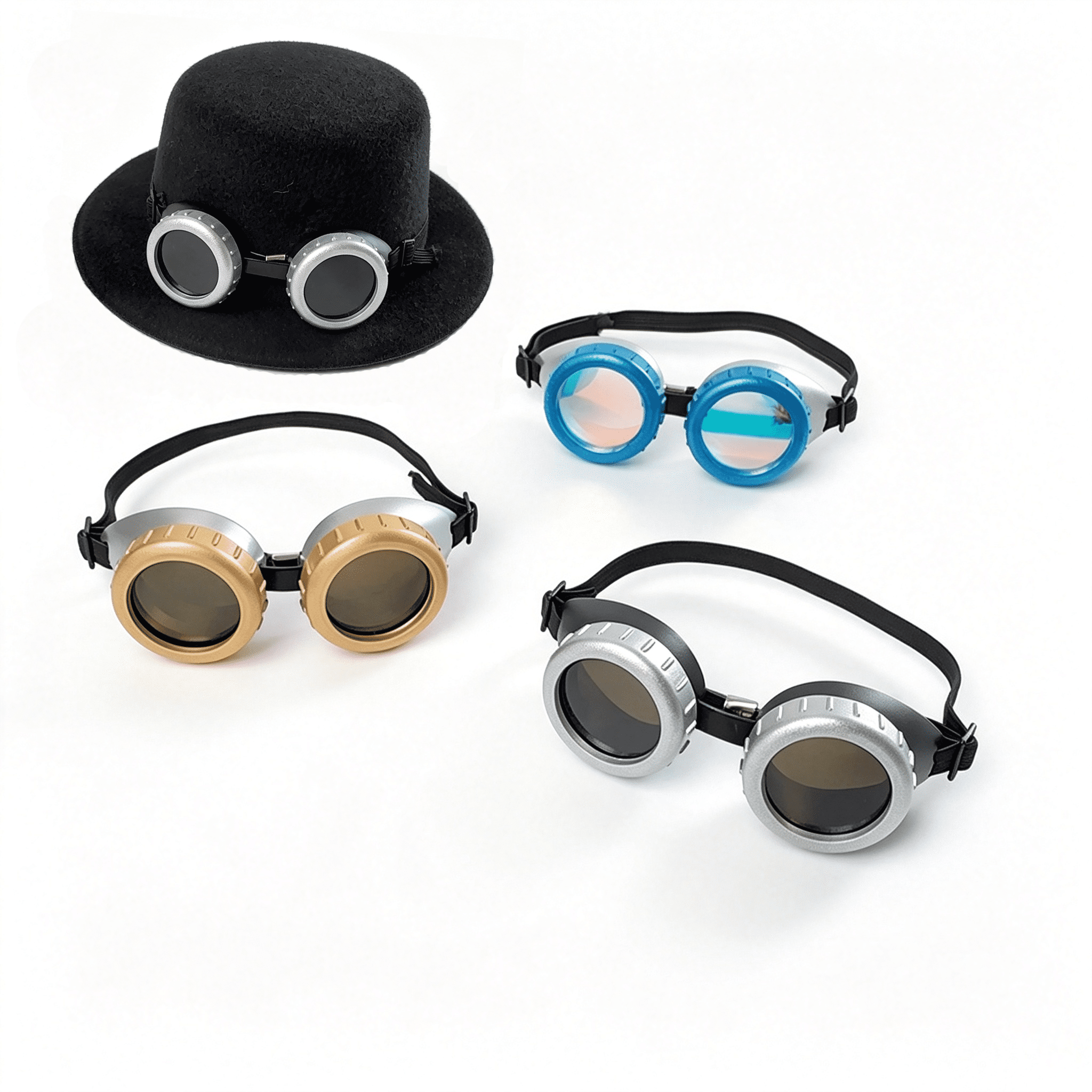 4 Pcs Mini Doll Steampunk Goggles Top Straw Hats, 1/8 BJD Doll ...