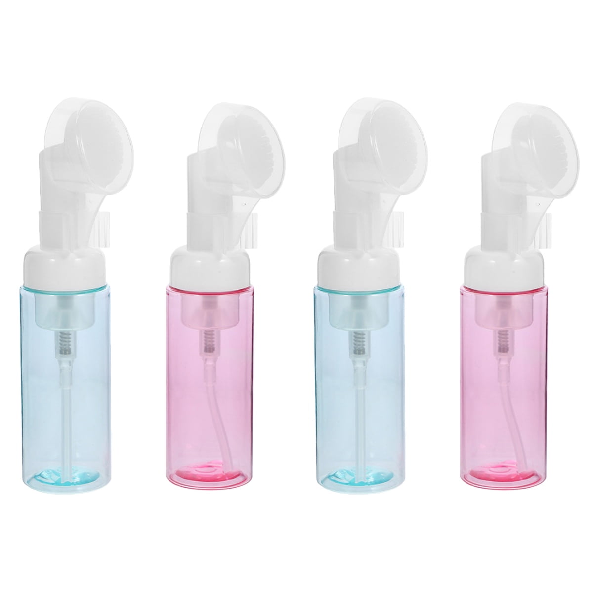 4 Pcs Mini Face Wash Foam Pump Bottles Foaming with Brush Transparent ...