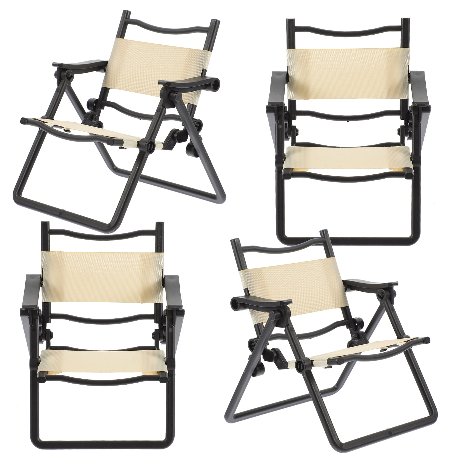 FENGGUIQU Mini Furniture Model Set of 4 Tiny Folding Chairs for Crafts ...