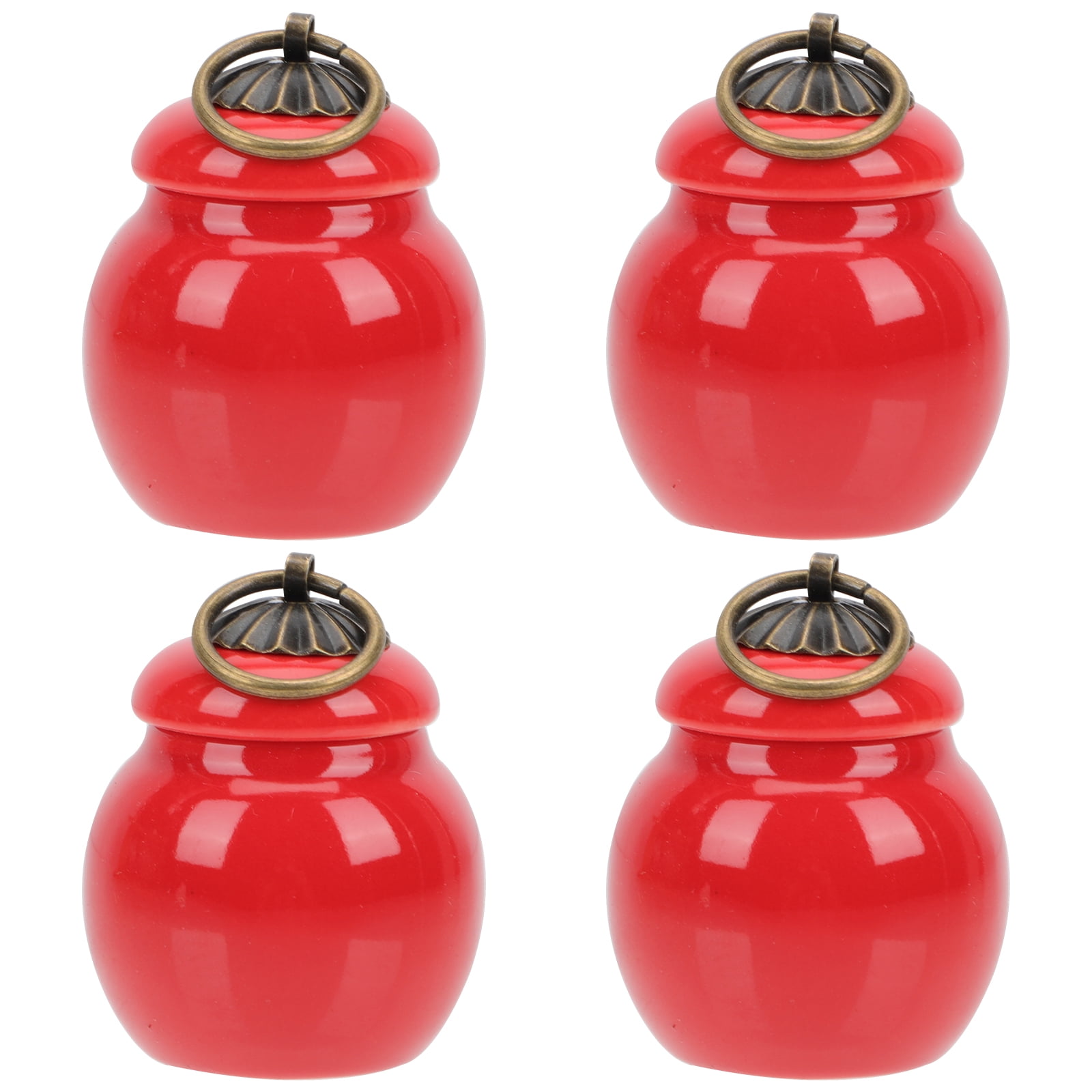 ifundom Small Jars with Lids Red Ceramic 4Set for Home - Walmart.com