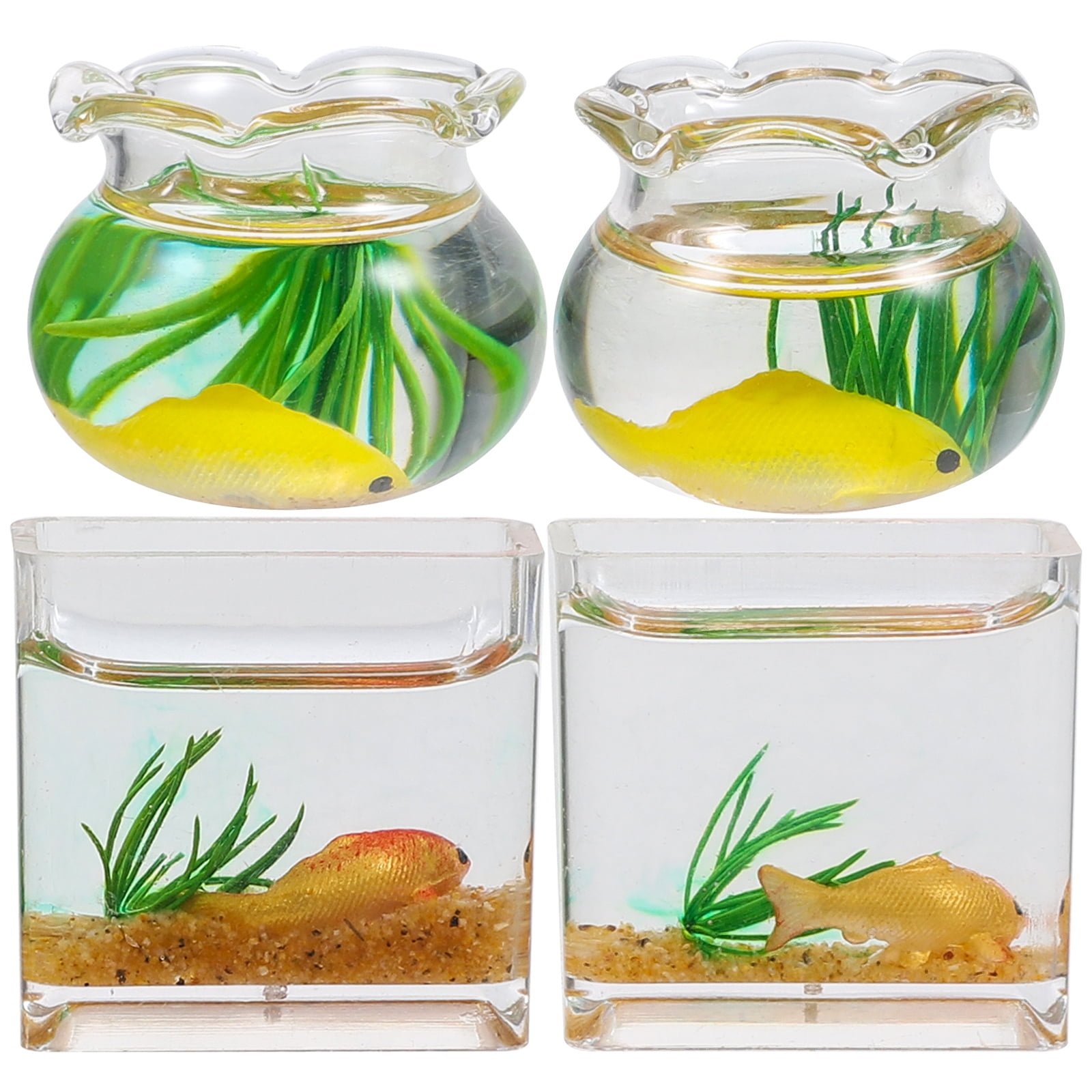 4 Pcs Mini Glass Koi Tank Accessory Aquarium Fish Floating Bowl Baby ...