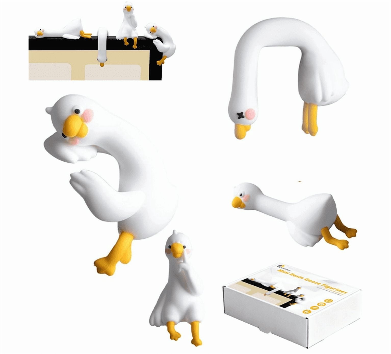 4 Pcs Mini Lazy Duck Computer Decoration, Hand-Crafted Resin Cute So ...