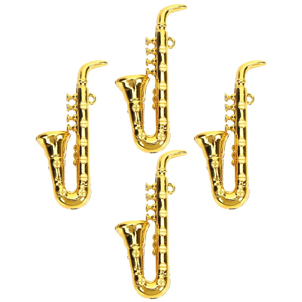ifundom Sax Miniature Instrument Model Miniature Saxophone Golden 4Pcs ...