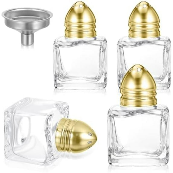 4 Pcs Mini Salt and Pepper Shakers,0.5 oz Mini Salt Shaker Gold Salts ...