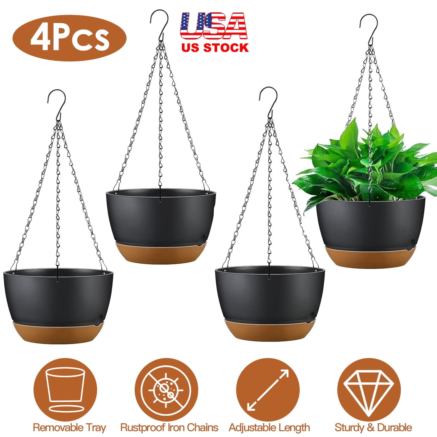 4 Pcs Minimalist Hanging Planters for Indoor Plants with Diameter ...