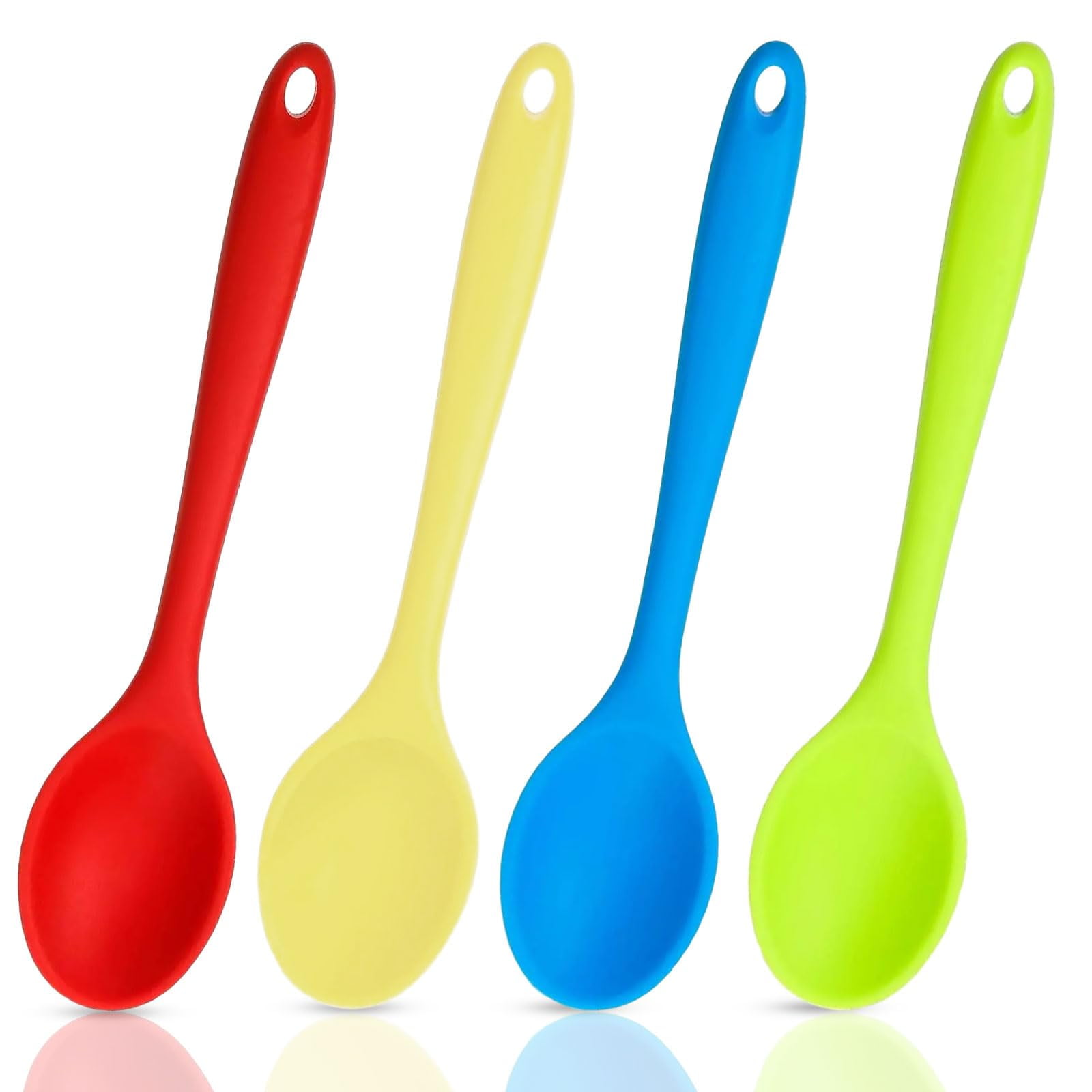 4 Pcs Mixing Spoons for Cooking, 8" Small Silicone Spoons Nonstick Heat ...