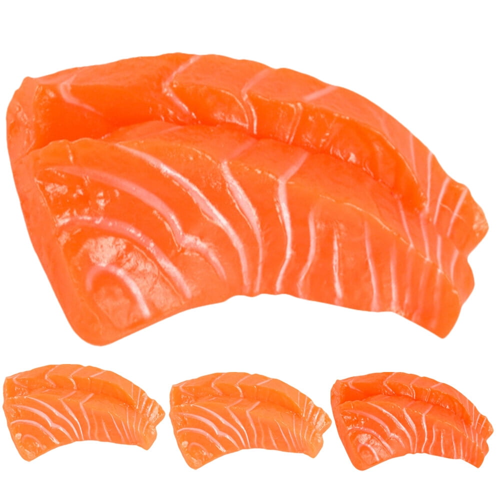 4 Pcs Models Ornament Salmon Fillet Food Scene Layout Props Desktop ...