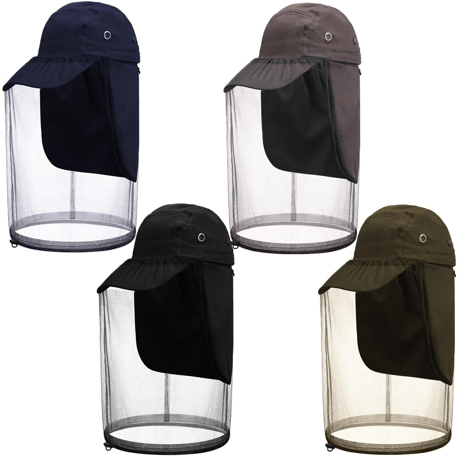 4 Pcs Mosquito Net Hat Operator Cap with Mosquito Net Hat Sun Proaction ...