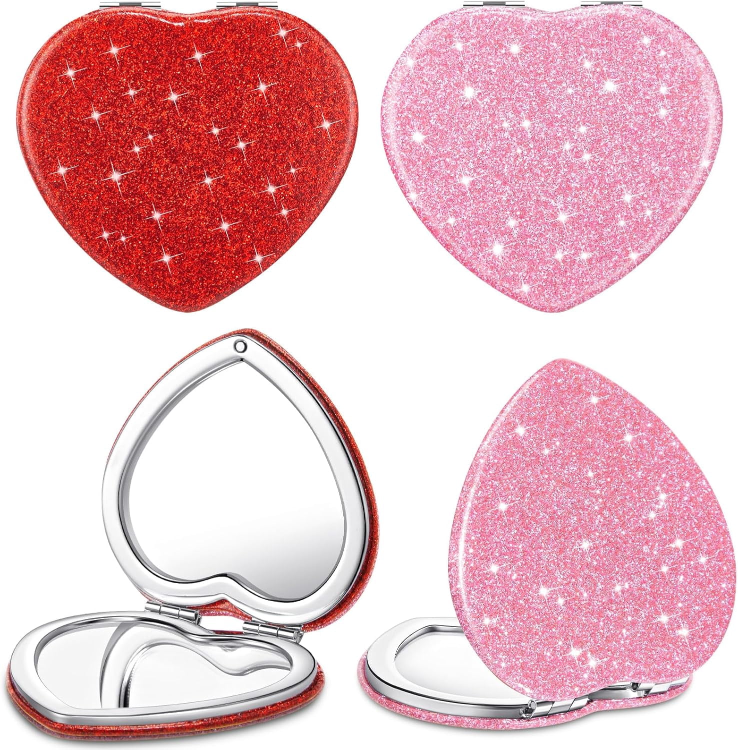 4 Pcs Mother's Day Compact Folding Mirror Mini Vanity Mirror Double ...