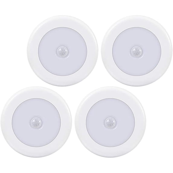 4 Pcs Motion Activated LED Night Lights, White Cool Light Battery ...