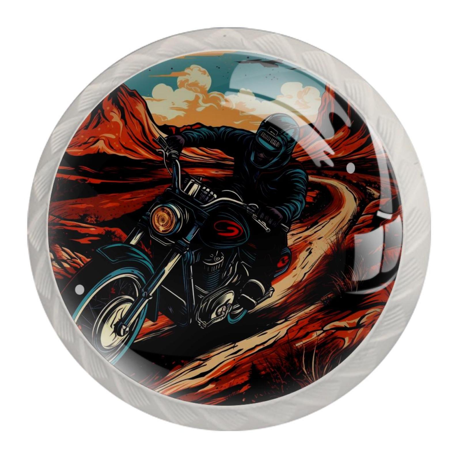 4 Pcs Motorcycle Knobs for Kitchen Cabinet Cupboard Dresser Bookcase Drawer Pulls Handles Round ...