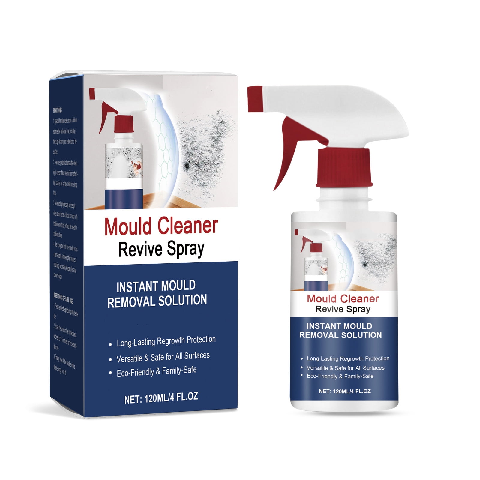 4 Pcs Mould Cleaner Spray 120ml - Advanced Stain Remover for Bathroom ...