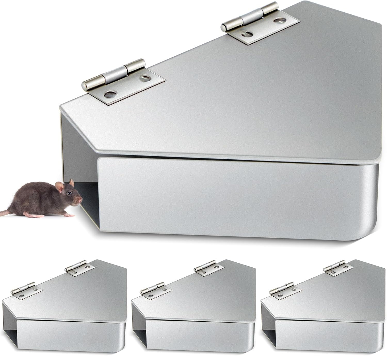 4 Pcs Mouse Station Carbon Steel Mice Bait Station Waterproof Mice ...