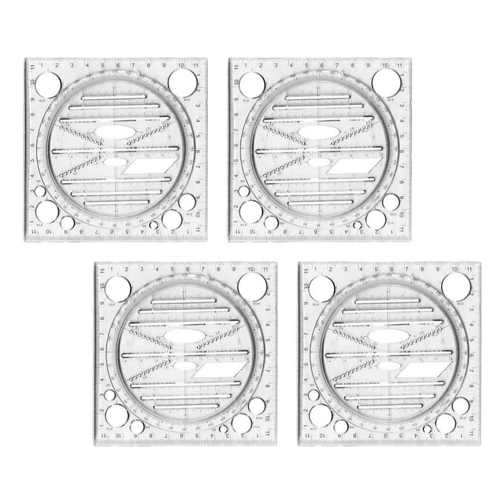 4 Pcs Multipurpose Drawing Rulers Student Template Rules with Templates ...