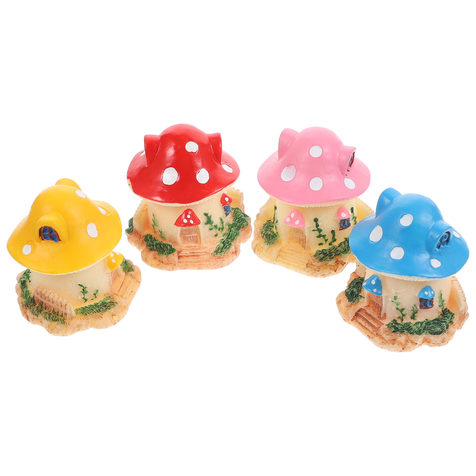 4 Pcs Mushroom Decor Garden Ornament Figurine Mushrooms House Fairy ...