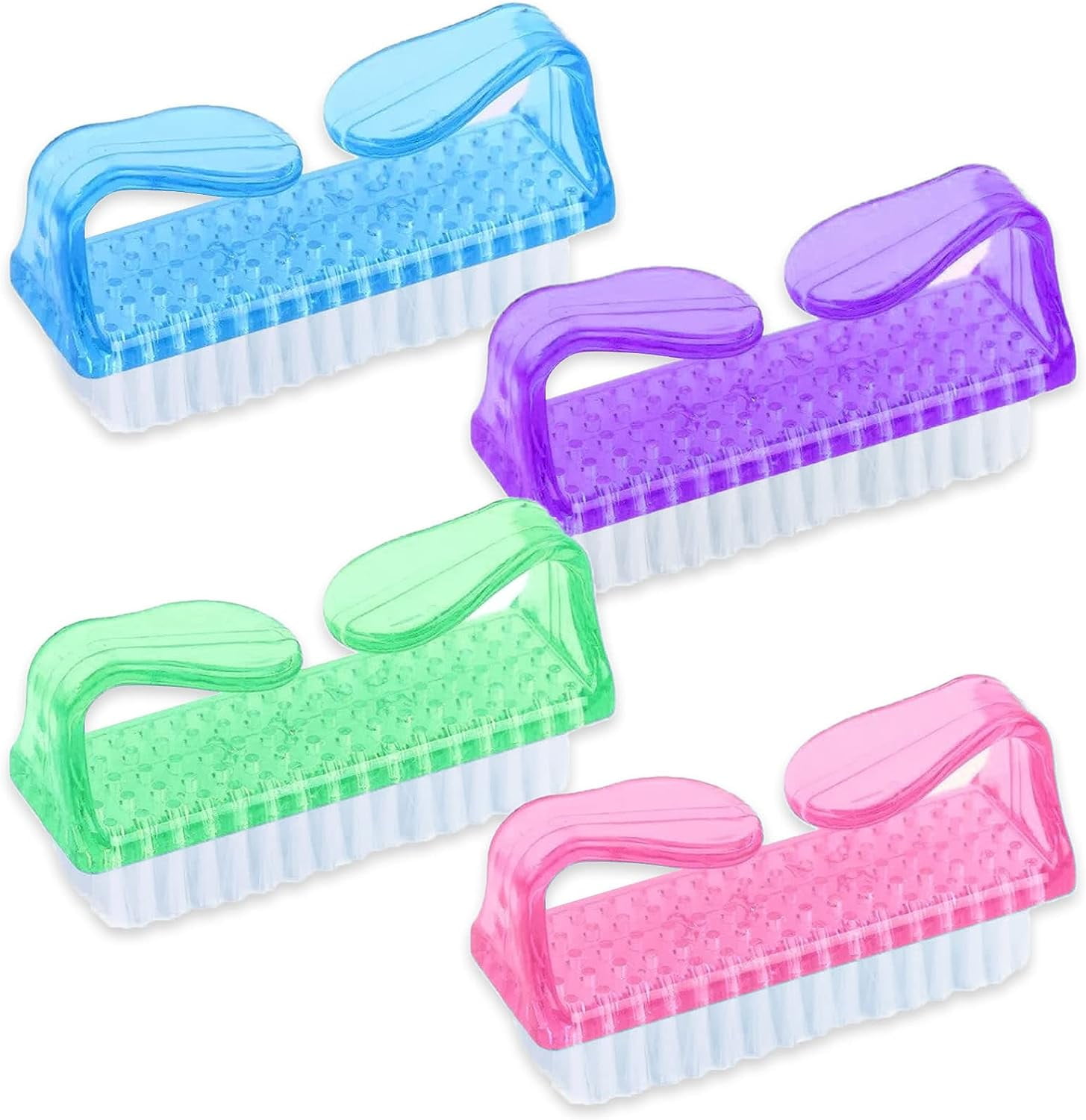 4 Pcs Nail Clean Brush，Plastic Handle Nail Finger Tip Scrubbing Brushes ...
