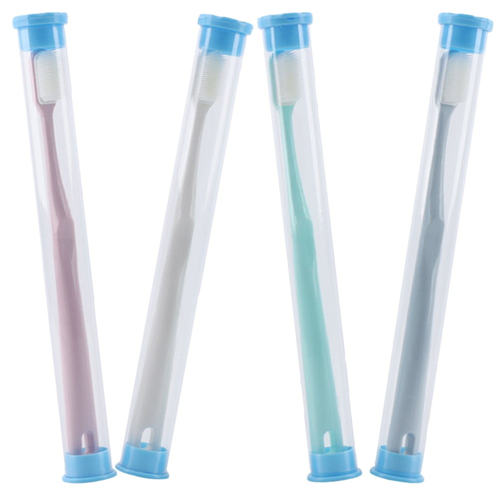 4 Pcs Nano Adult Toothbrush Cylinder Travel Home 4pcs Mini Toothpaste ...