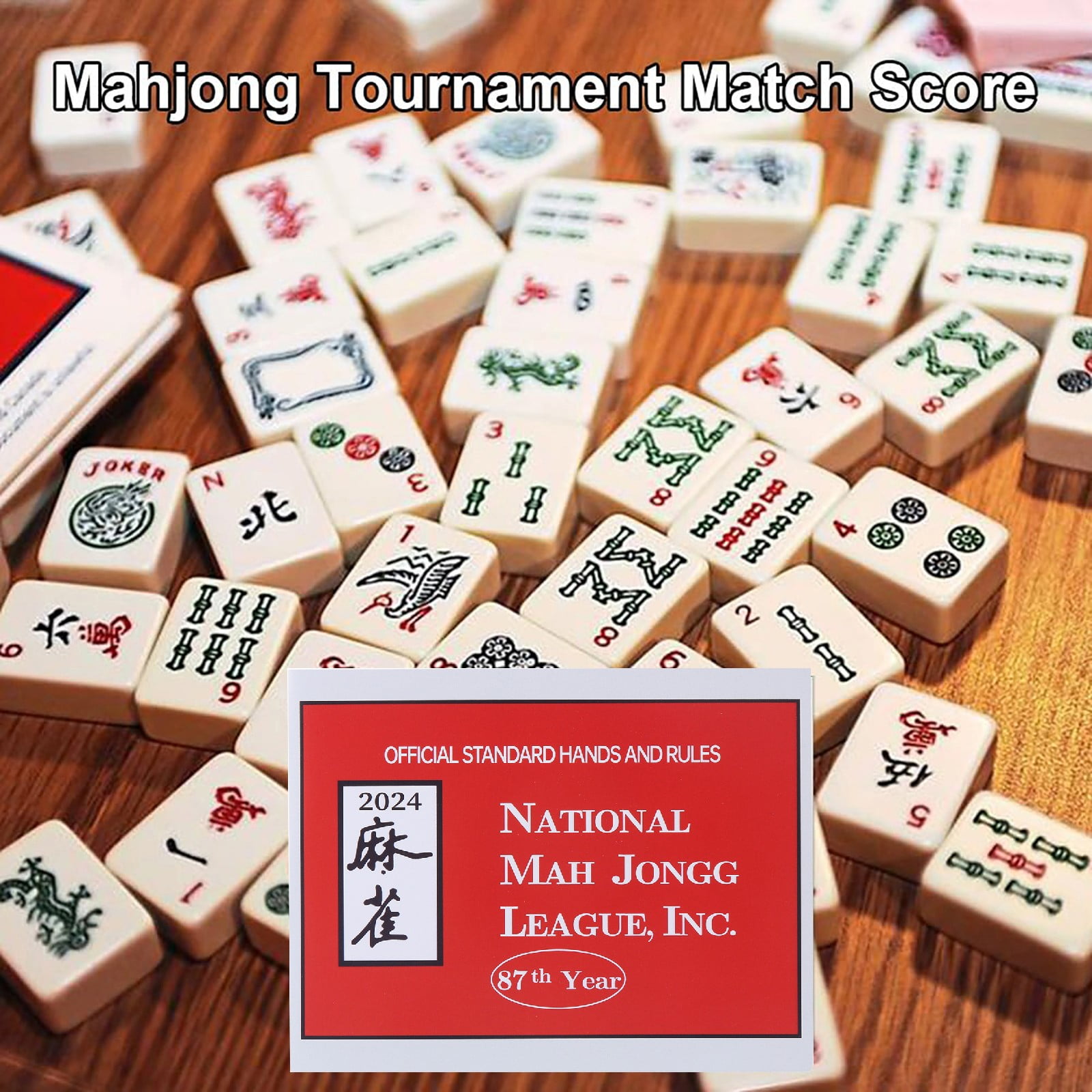 4 Pcs National Mahjong League 2024 Card Mahjong Tiles, Mahjong Card Large Print 4pc National ...
