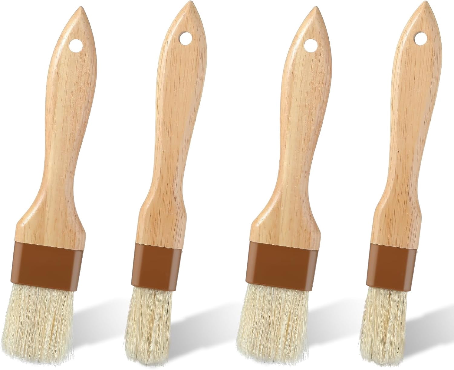 4 Pcs Natural Bristle Pastry Brush, Beech Wooden Handle Basting and ...