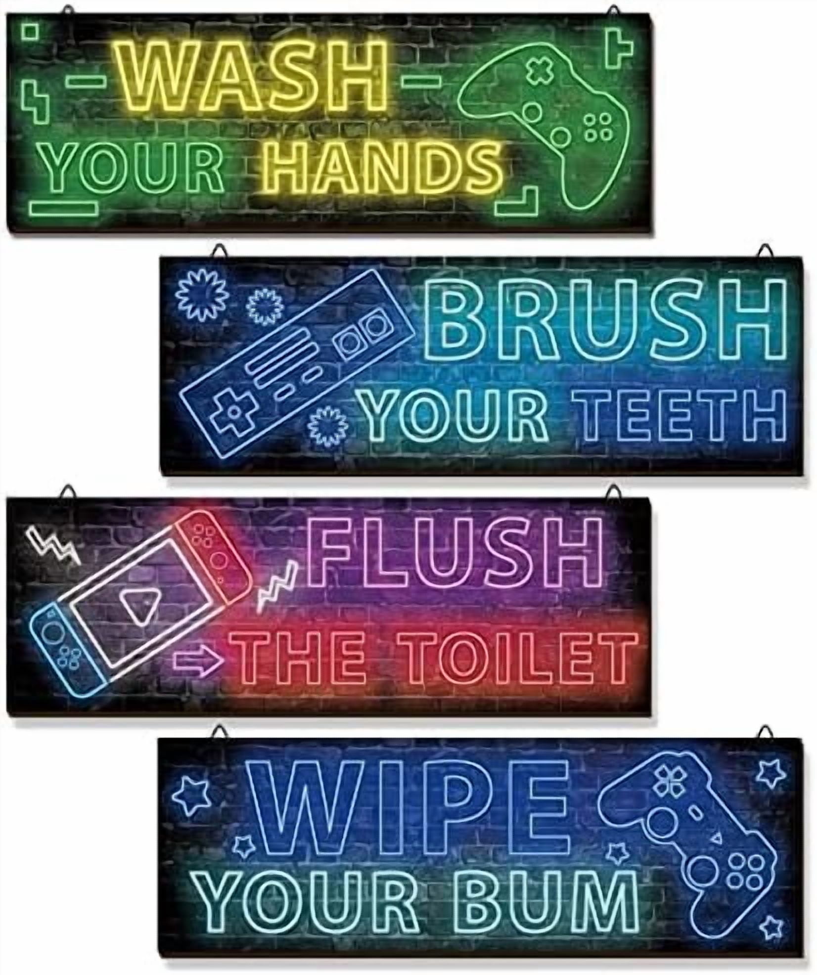 4 Pcs Neon Gaming Wall Art & Room Accessories for Teen Boys & Kids, 16 ...
