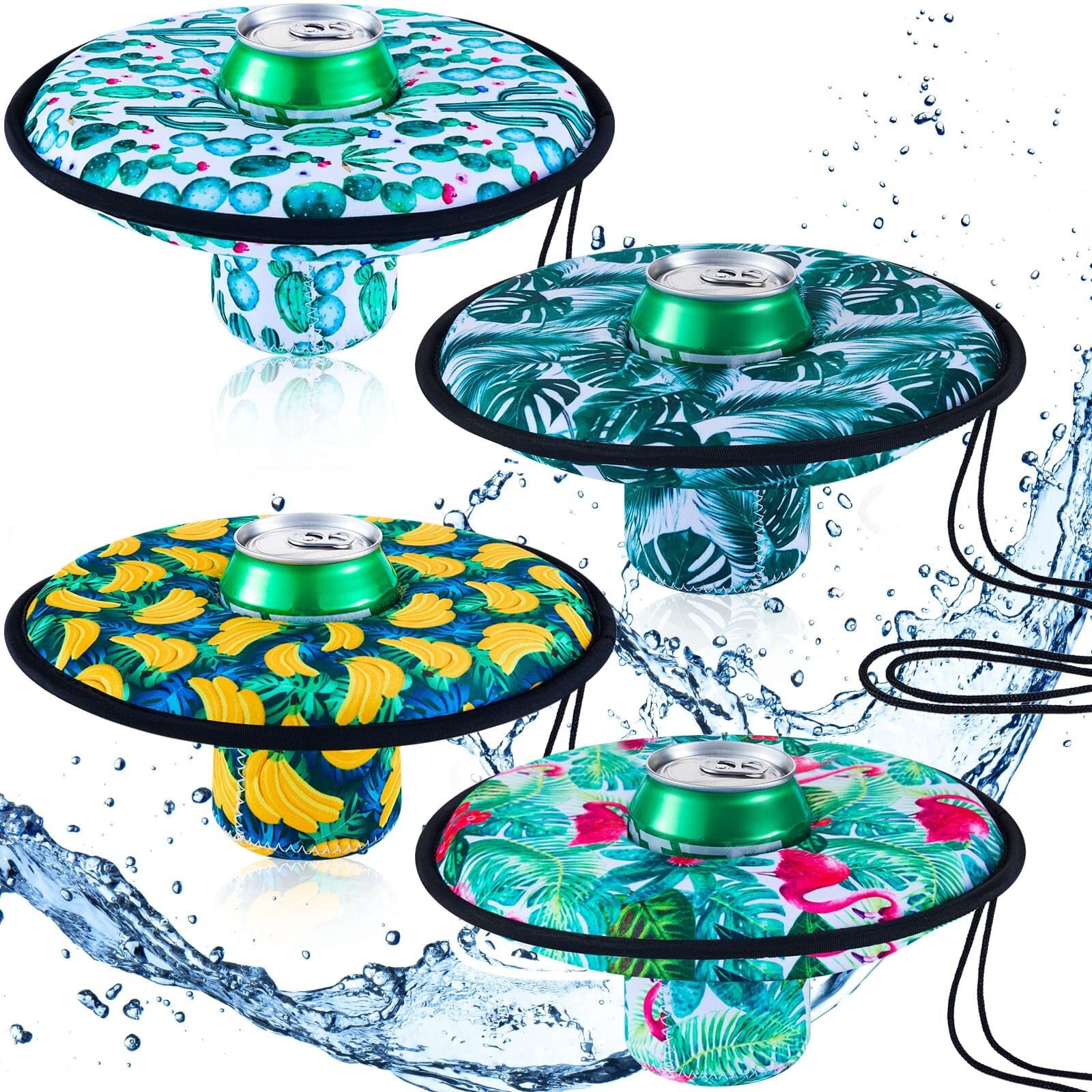 4 Pcs Neoprene Floating Drink Holder Floating Coaster Pool Drink Holder ...