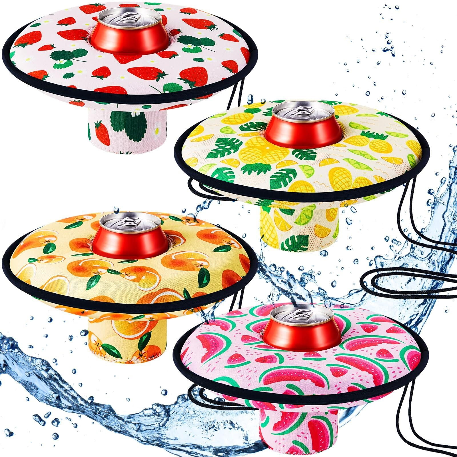 4 Pcs Neoprene Floating Drink Holder Floating Coaster Pool Drink Holder ...