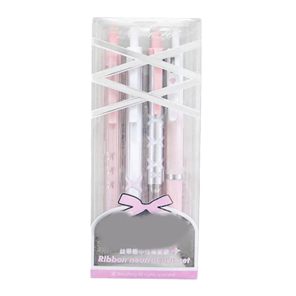 4 Pcs Neutral Pen Ballet Strap Bows Gel Pen Stationery Pen 0.5mm Black ...