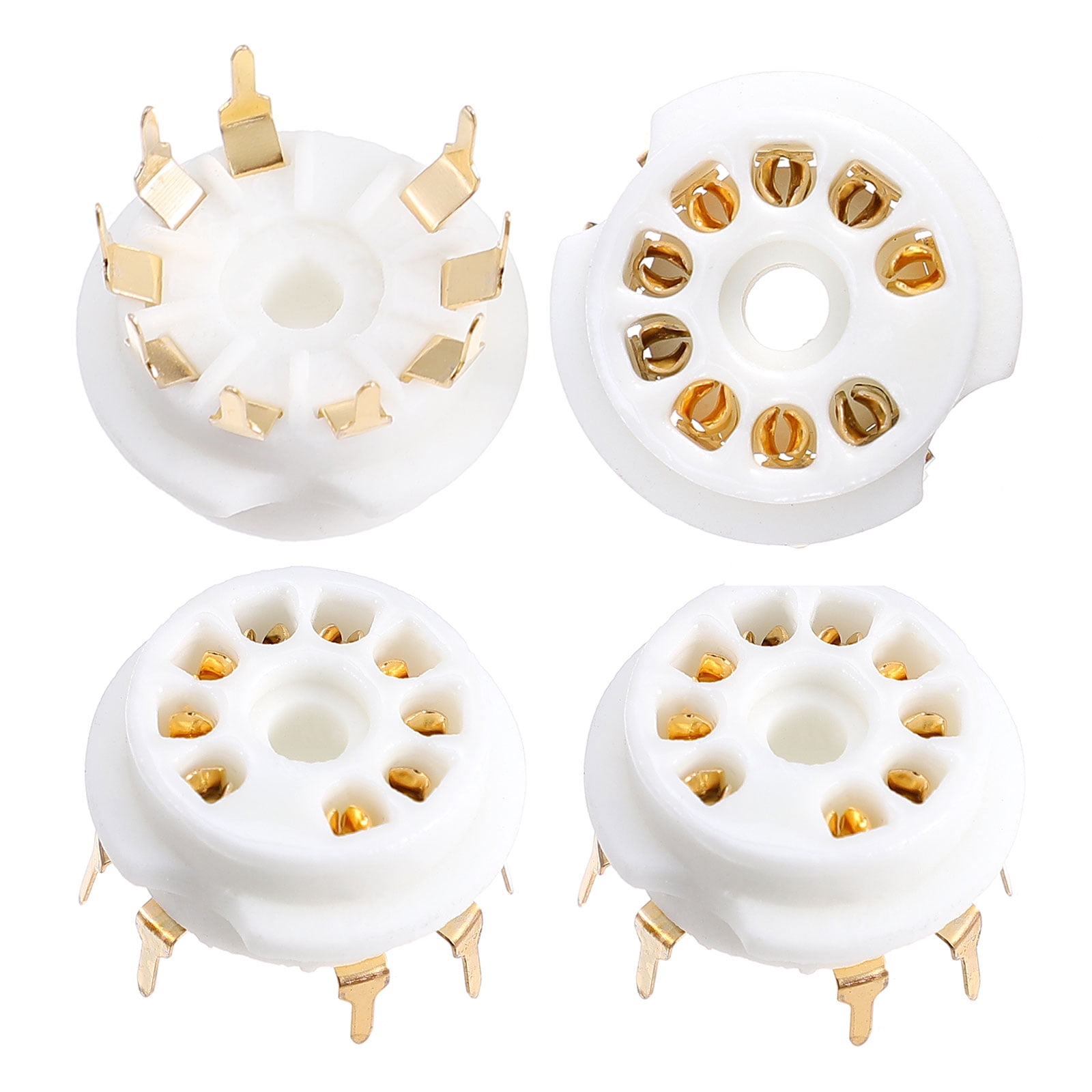 4 Pcs Nine-pin Tube Holder Tube Sockets Electronic Plated Tube Holder 9 ...
