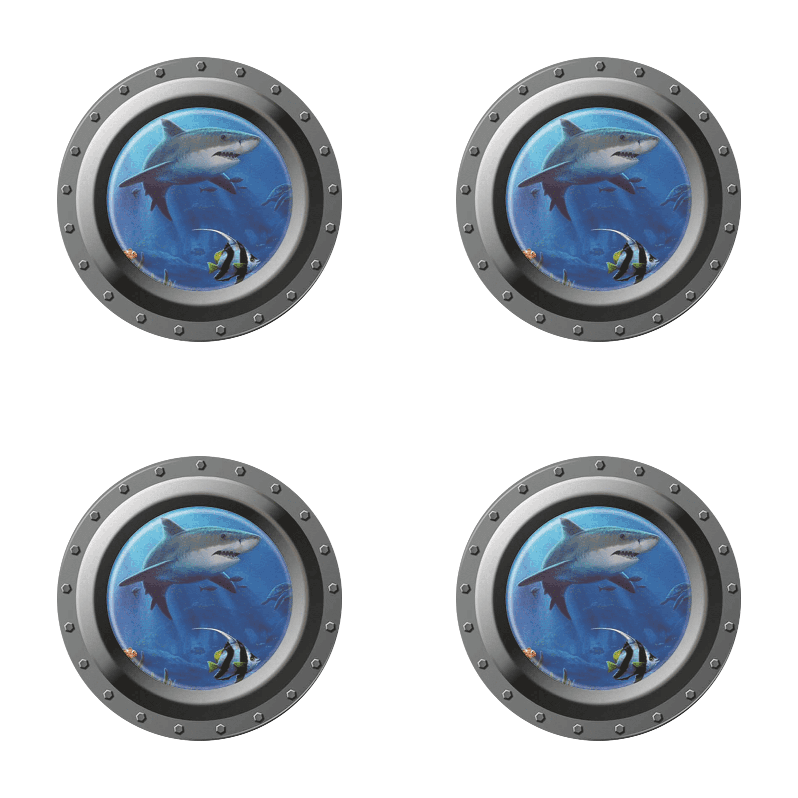 4 Pcs Ocean World Wall Window Stickers, 17 Inches Porthole 3D Sea ...