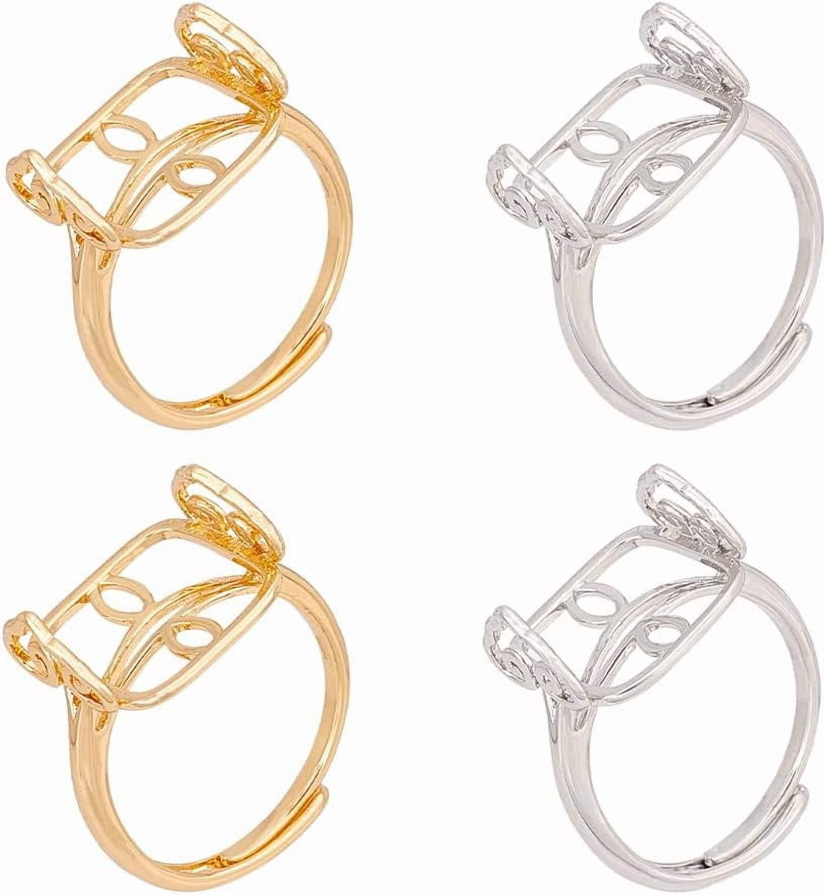 4 Pcs Open Rings Base Adjustable Brass Ring Base Ring Assembly Ominous ...