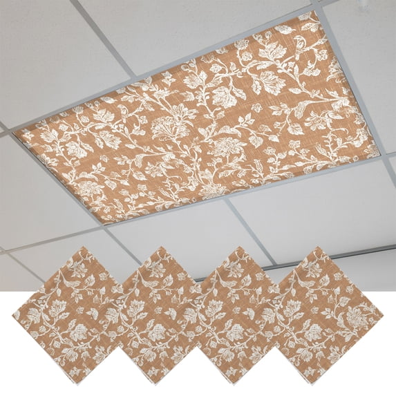 4 Pcs Orange Floral Fluorescent Light Covers Pastoral White Lavender ...