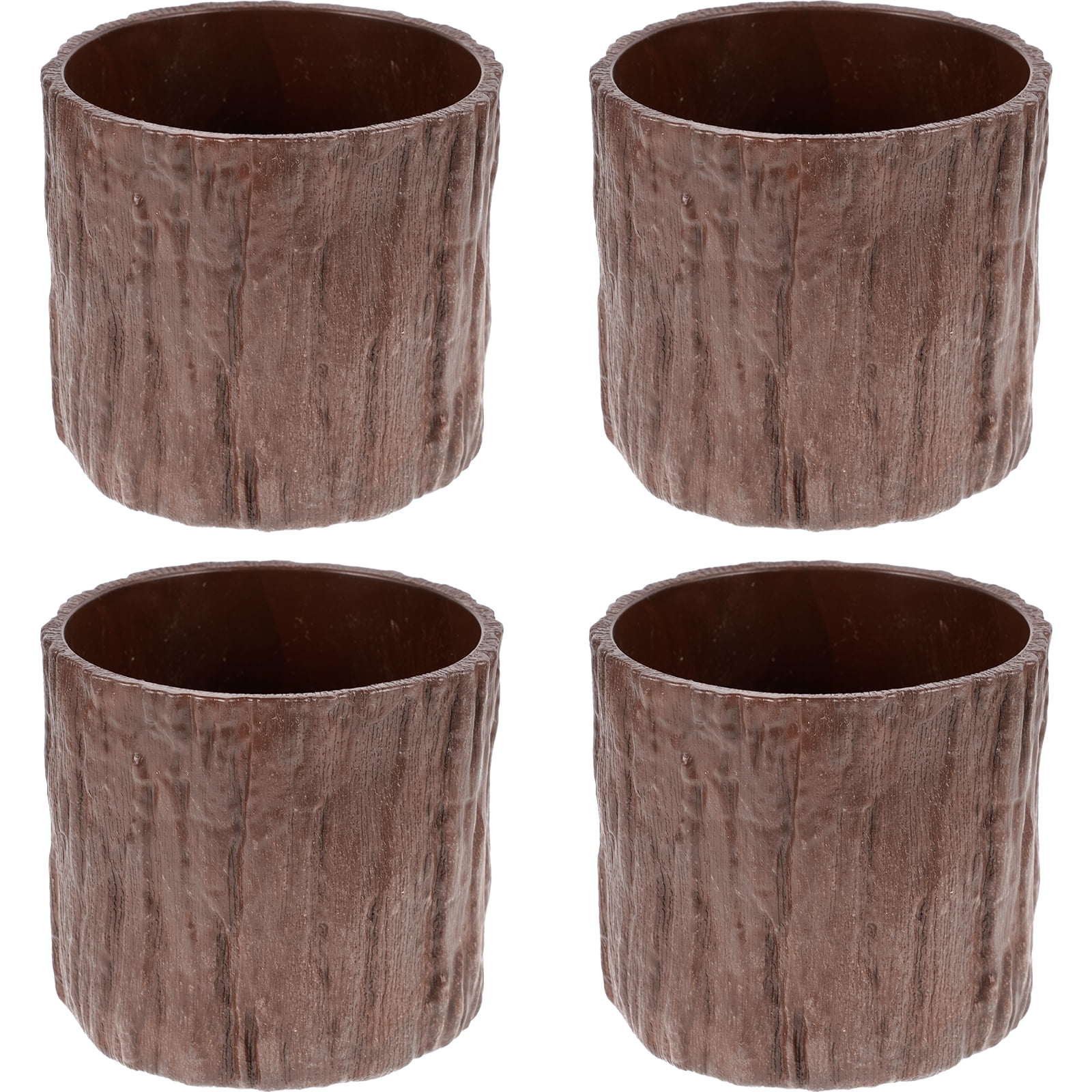 4 Pcs Orchid Bark Pots for Plants Office Desk Decor Imitated Wood Bark ...